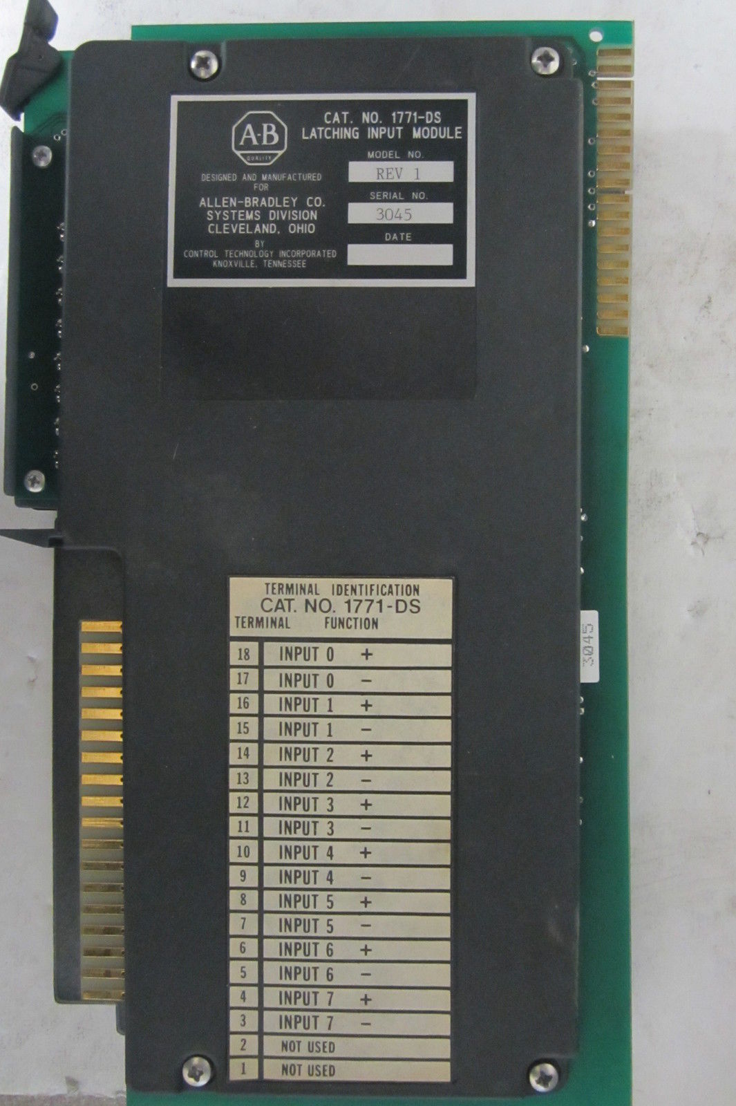ALLEN BRADLEY 1771-DS LATCHING INPUT MODULE 1771DS - SB Industrial ...
