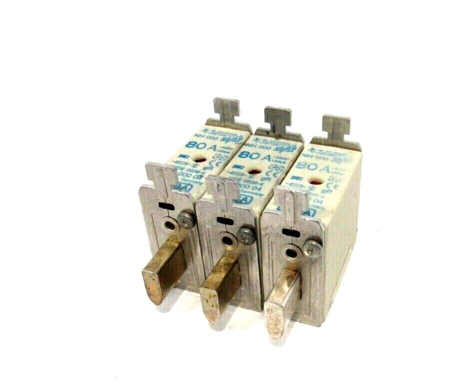 LOT OF 3 NEW MERSEN NH000 80A FUSES NH00080A - SB Industrial Supply, Inc.