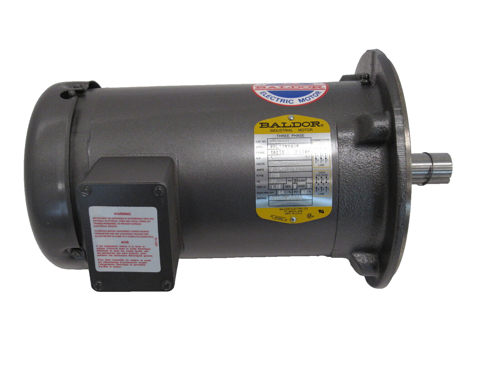 NEW BALDOR VM3611T MOTOR 3HP 1725RPM 208-230/460V 182TC - SB Industrial ...