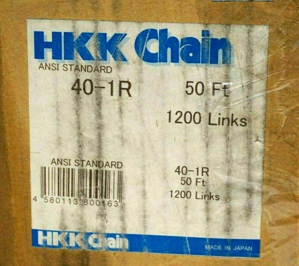 NEW HKK CHAIN 40-1R ROLLER CHAIN 50' 1200 LINKS 401R - SB Industrial ...