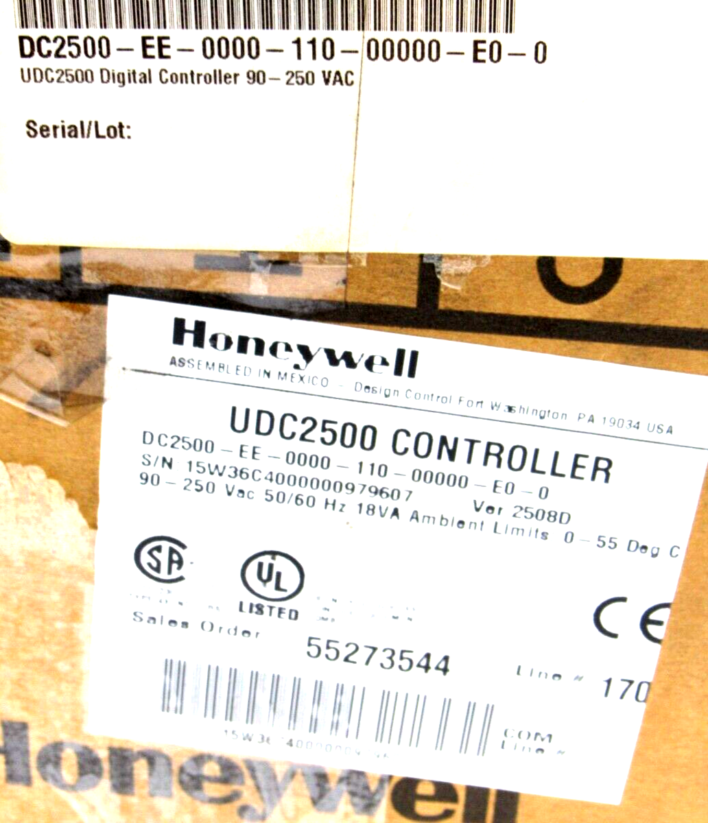 NEW HONEYWELL UDC2500 CONTROLLER UDC2500-EE-0000-110-00000-E0-0 - SB ...