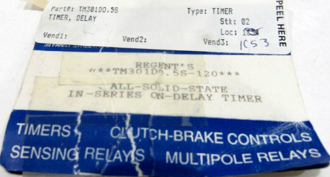 NEW REGENT CONTROLS TM301D0.5S DELAY, TIMER TM301 TM301D05S - SB ...