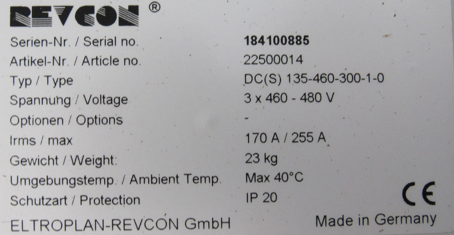NEW REVCON 22500014 POWER FEEDBACK UNIT DC(S) 135-460-300-1-0 - SB ...