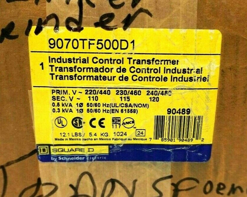 NEW SEALED SQUARE D 9070-TF500D1 TRANSFORMER 9070TF500D1 - SB ...