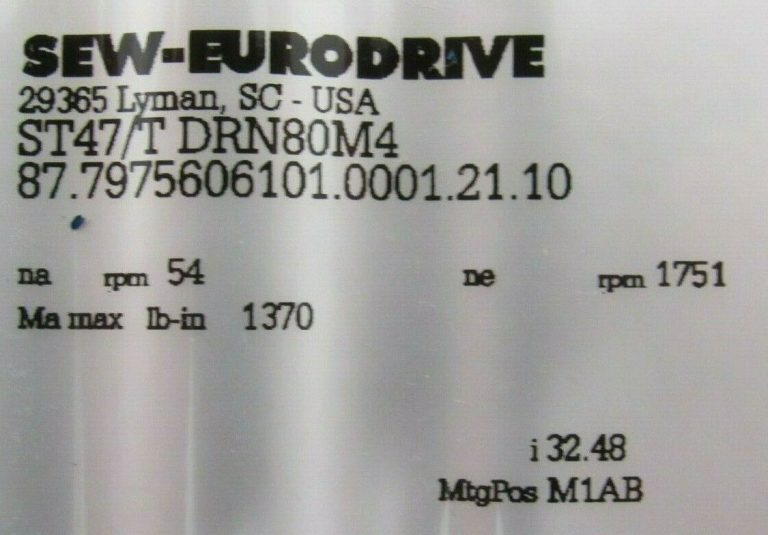NEW SEW EURODRIVE ST47/T-DRN80M4 HELICAL-WORM GEARMOTOR ST47TDRN80M4 ...