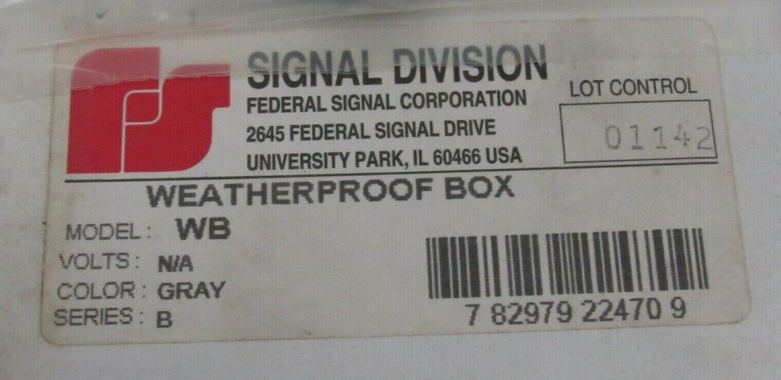 NEW SIGNAL DIVISION MODEL WB SERIES B WEATHERPROOF BOX - SB Industrial ...