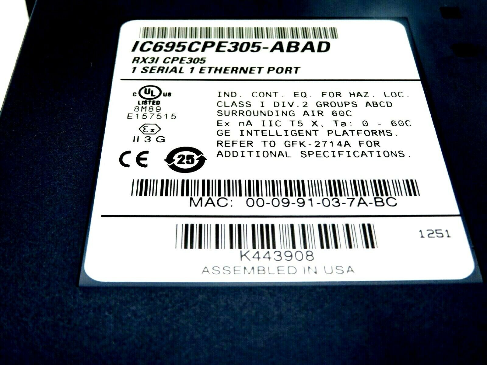 USED GE FANUC IC695CPE305-ABAD CPU MODULE IC695CPE305 IC695CPE305ABD - SB Industrial Supply, Inc.