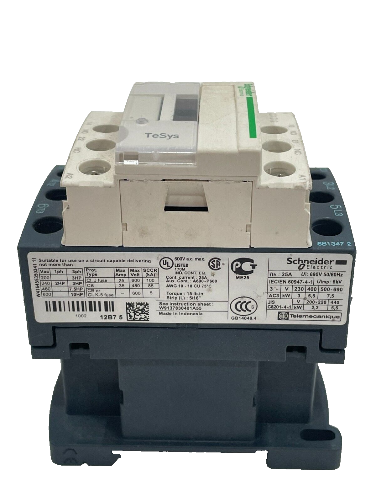 USED SCHNEIDER ELECTRIC LC1D12 CONTACTOR - SB Industrial Supply, Inc.