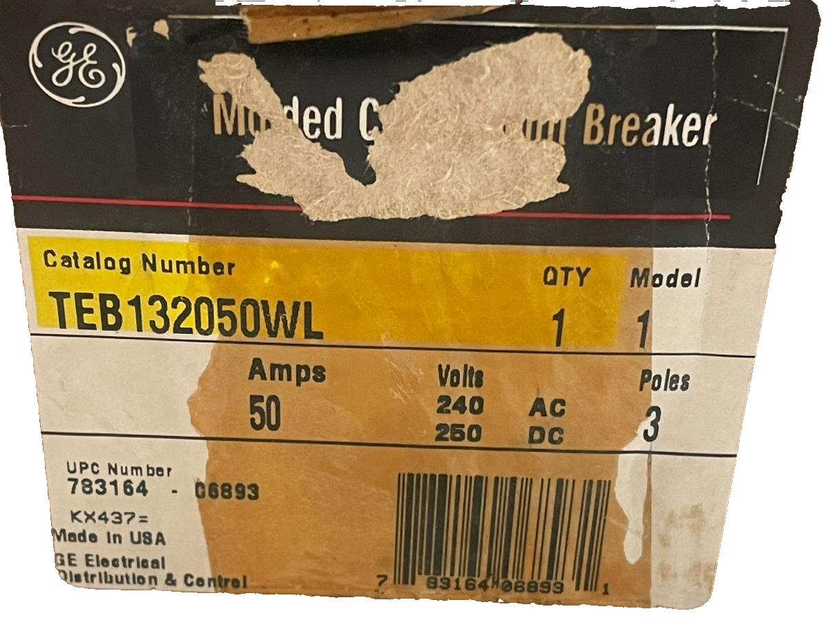 NEW GENERAL ELECTRIC TEB132050WL CIRCUIT BREAKER 50AMP 240V - SB ...