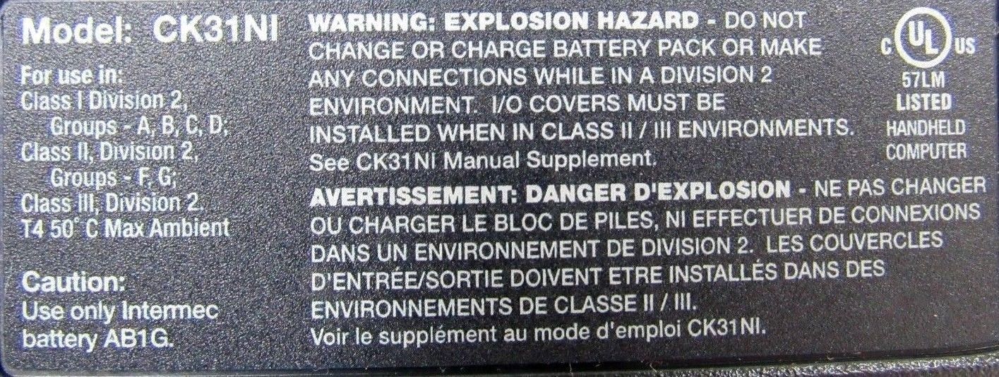 NEW INTERMEC CK31G COLOR BARCODE SCANNER CK31NI CK31G114E11N2804 WITH ...
