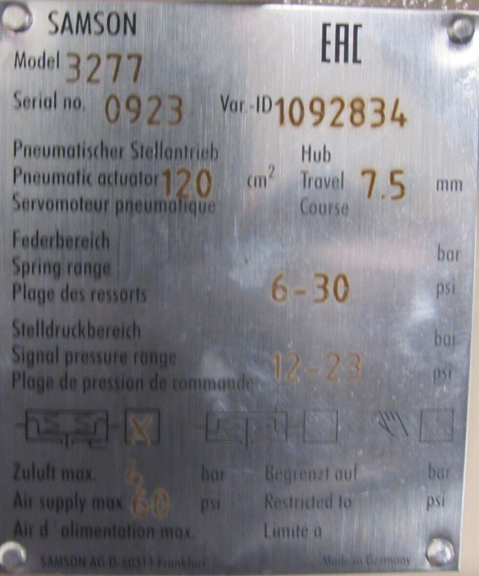 NEW SAMSON 3277 CONTROL VALVE 1/2" 3725-0000000000 - SB Industrial ...