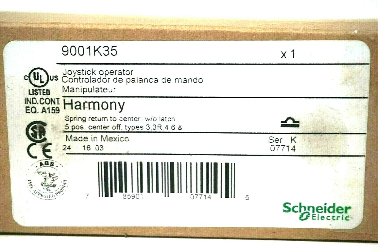 NEW SCHNEIDER ELECTRIC 9001K35 JOYSTICK CONTROLLER - SB Industrial ...
