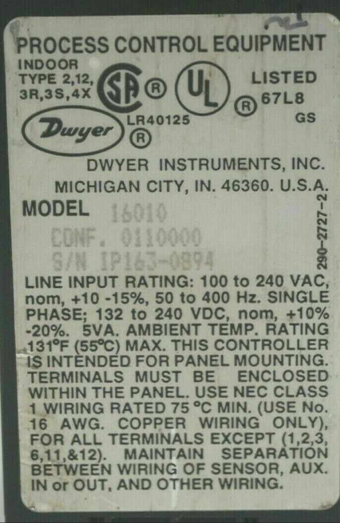 USED LOVE CONTROLS 16010 DIGITAL PROCESS CONTROLLER - SB Industrial ...