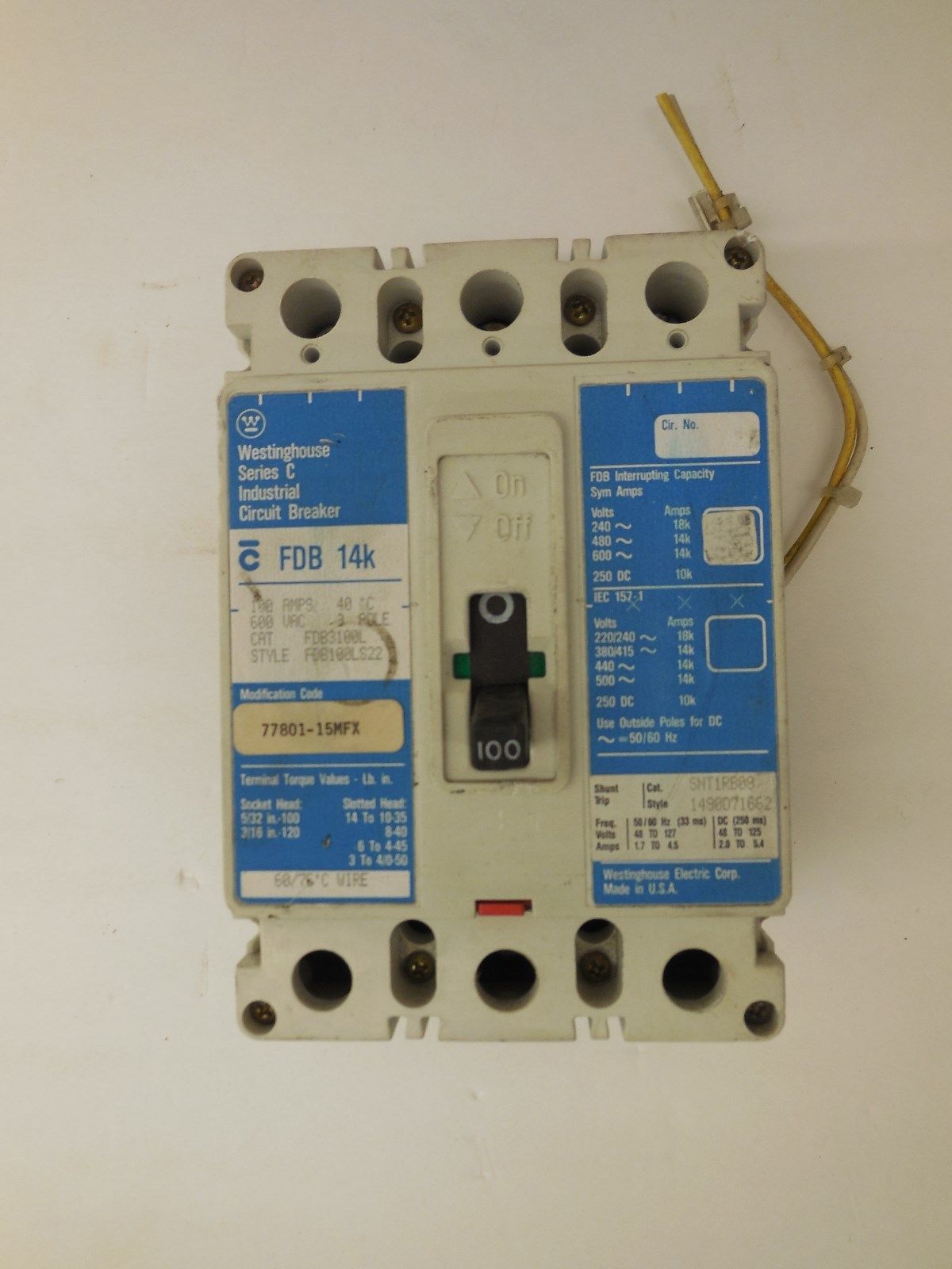 USED WESTINGHOUSE FDB3100L CIRCUIT BREAKER - SB Industrial Supply, Inc.