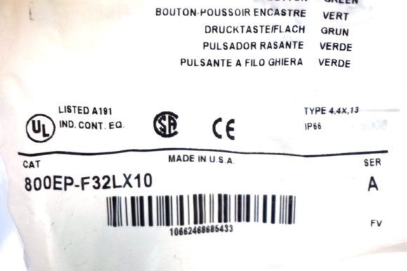 NEW ALLEN BRADLEY 800EP-F32LX10 PUSHBUTTON SER.A 800EPF32LX10 - SB ...