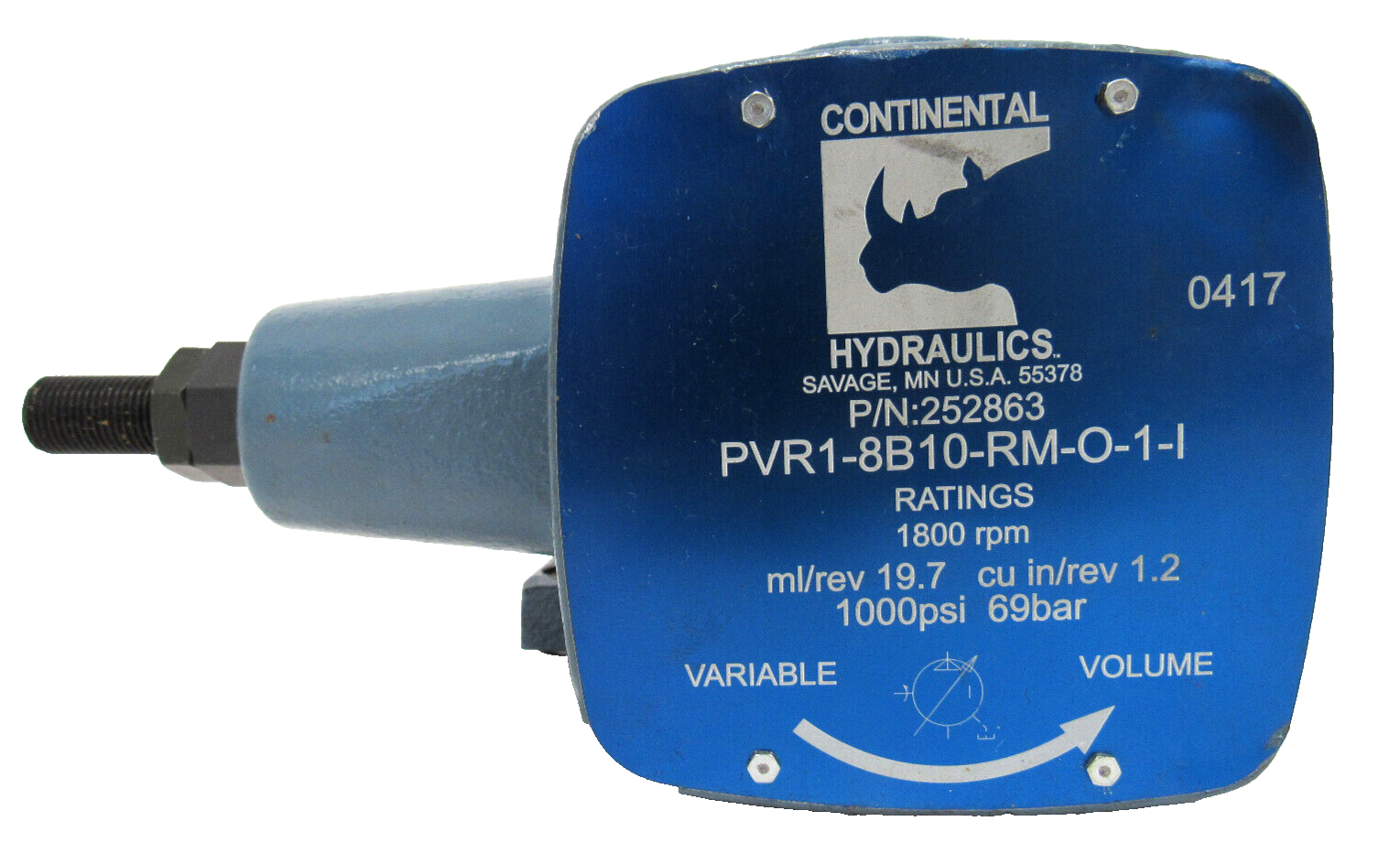 NEW CONTINENTAL HYDRAULICS PVR1-8B10-RM-0-1-I VARIABLE VANE PUMP 252863 ...