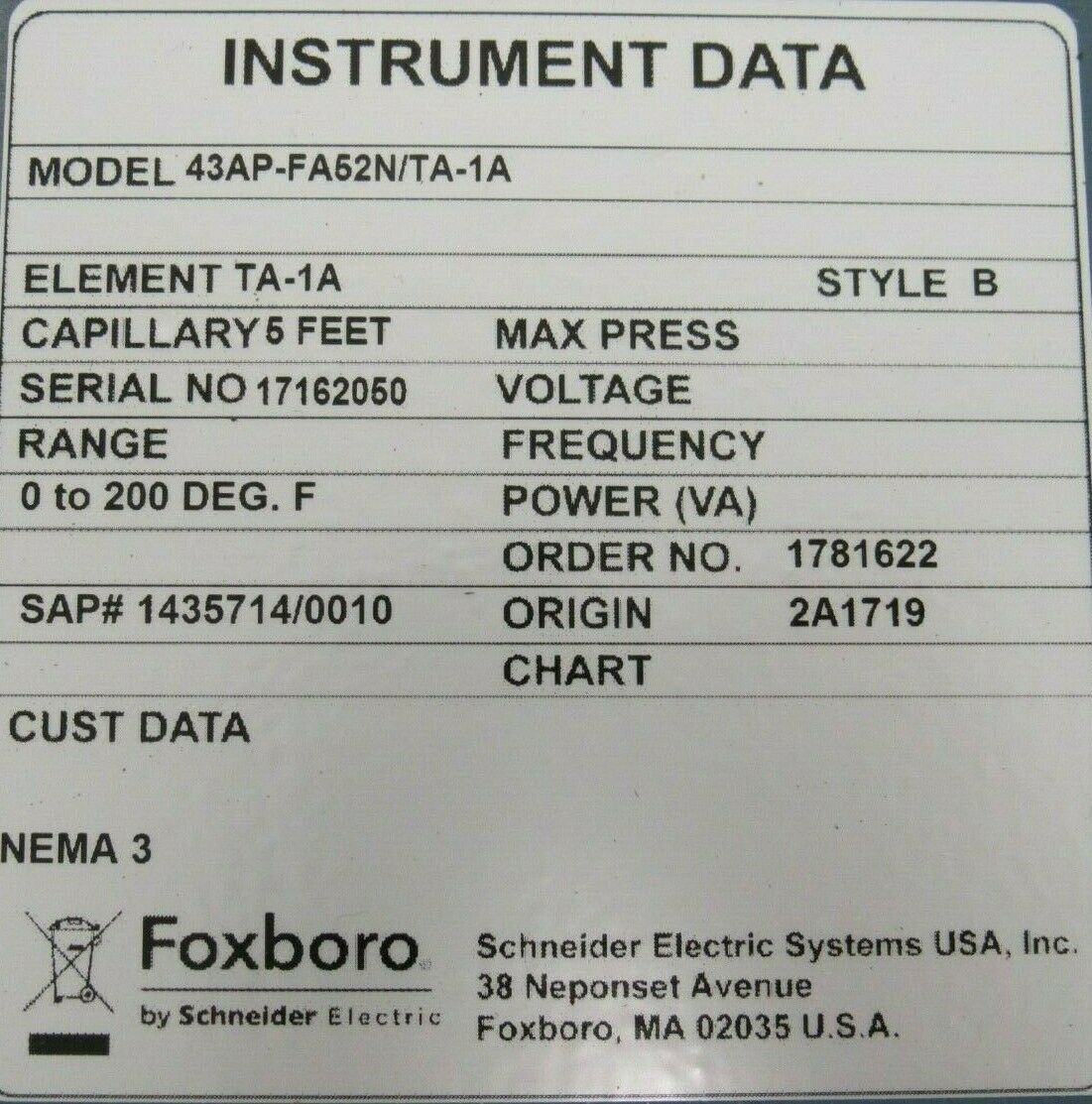 NEW FOXBORO 43AP-FA52N CONTROLLER 43AP-FA52N/TA-1A 43APFA52N - SB ...
