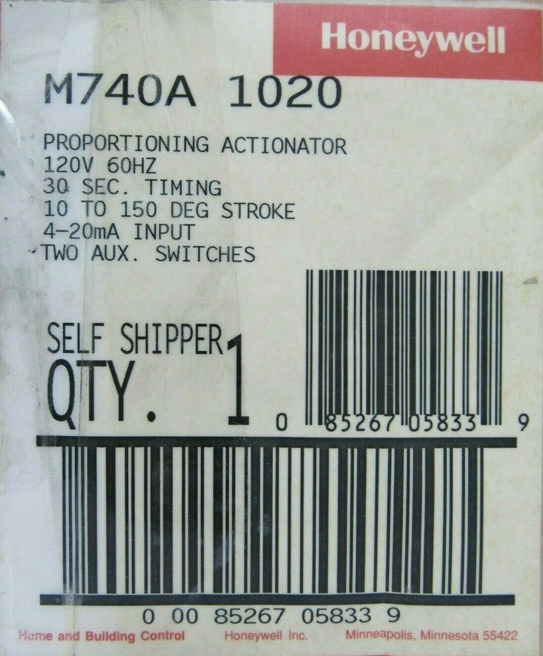 NEW HONEYWELL M740A-1020 ACTIONATOR MOTOR M740A1020 - SB Industrial ...