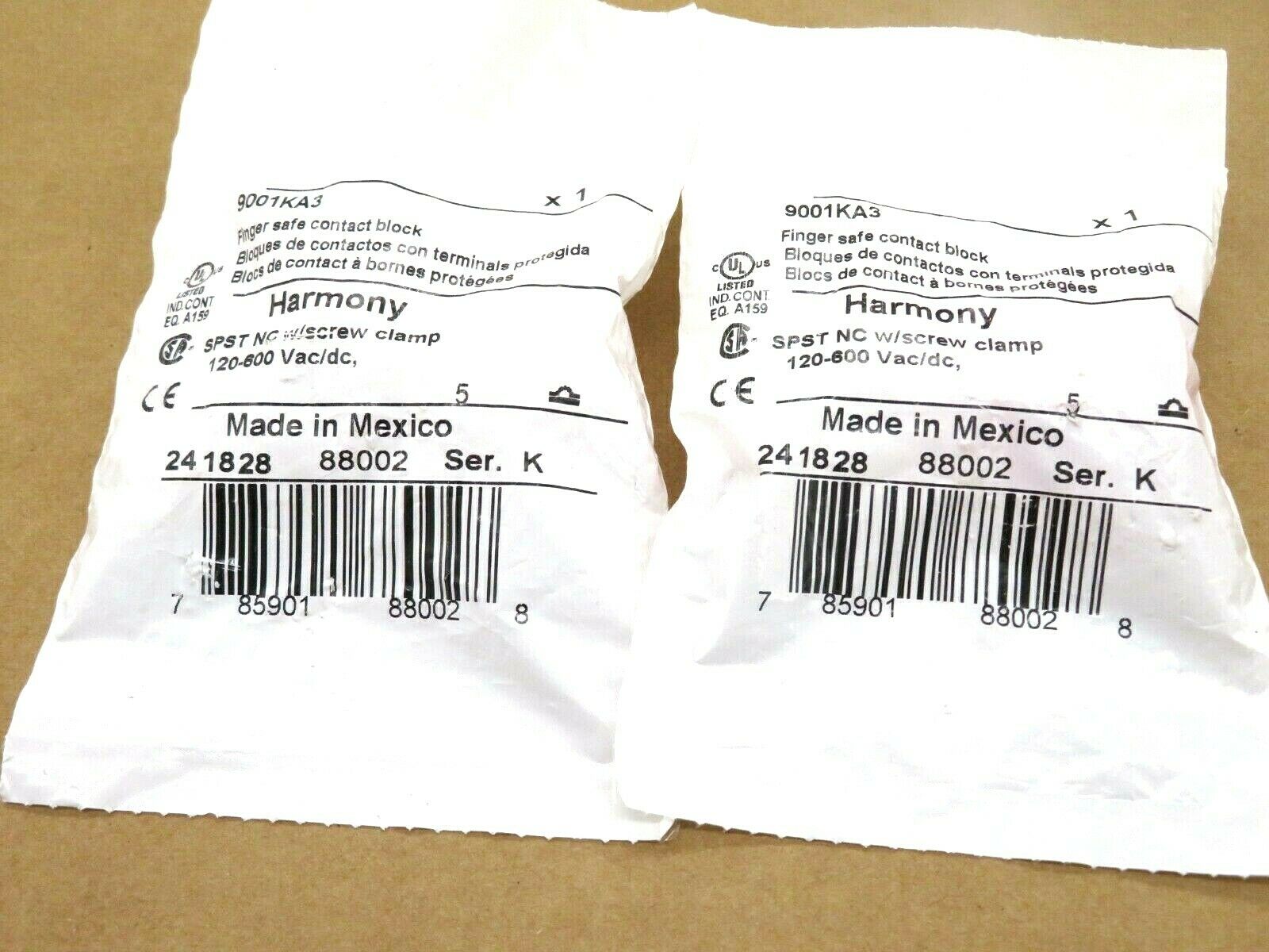 NEW LOT OF 2 SCHNEIDER ELECTRIC 9001KA3 CONTACT BLOCK SERIES K - SB ...