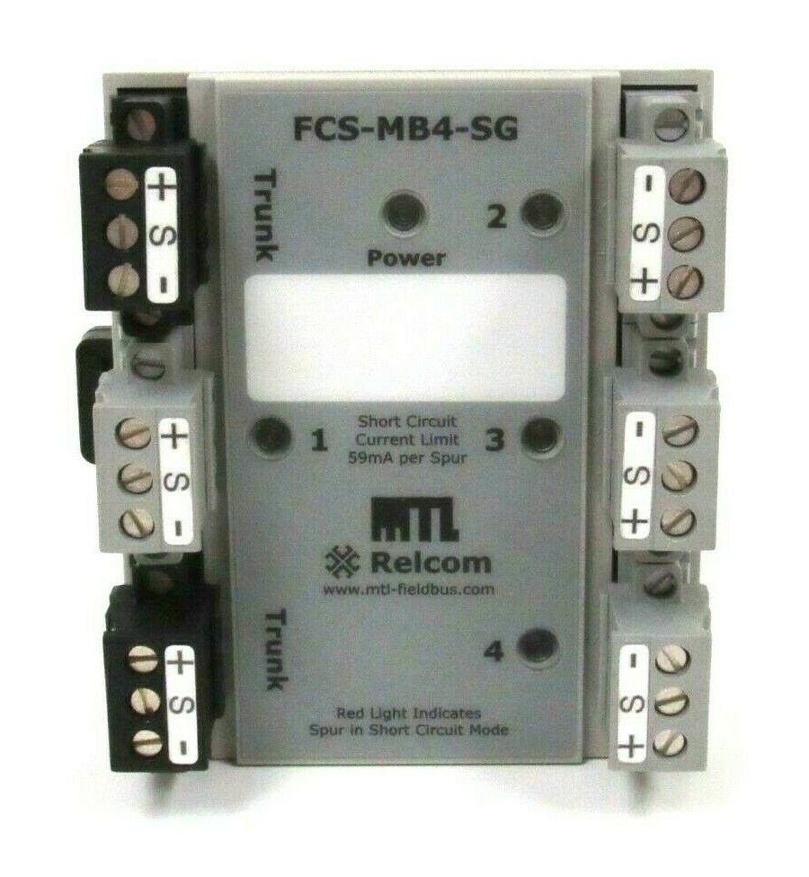 NEW RELCOM FCS-MB4-SG 4 PORT FIELDBUS MEGABLOCK W/ SPURGUARD FCSMB4SG ...