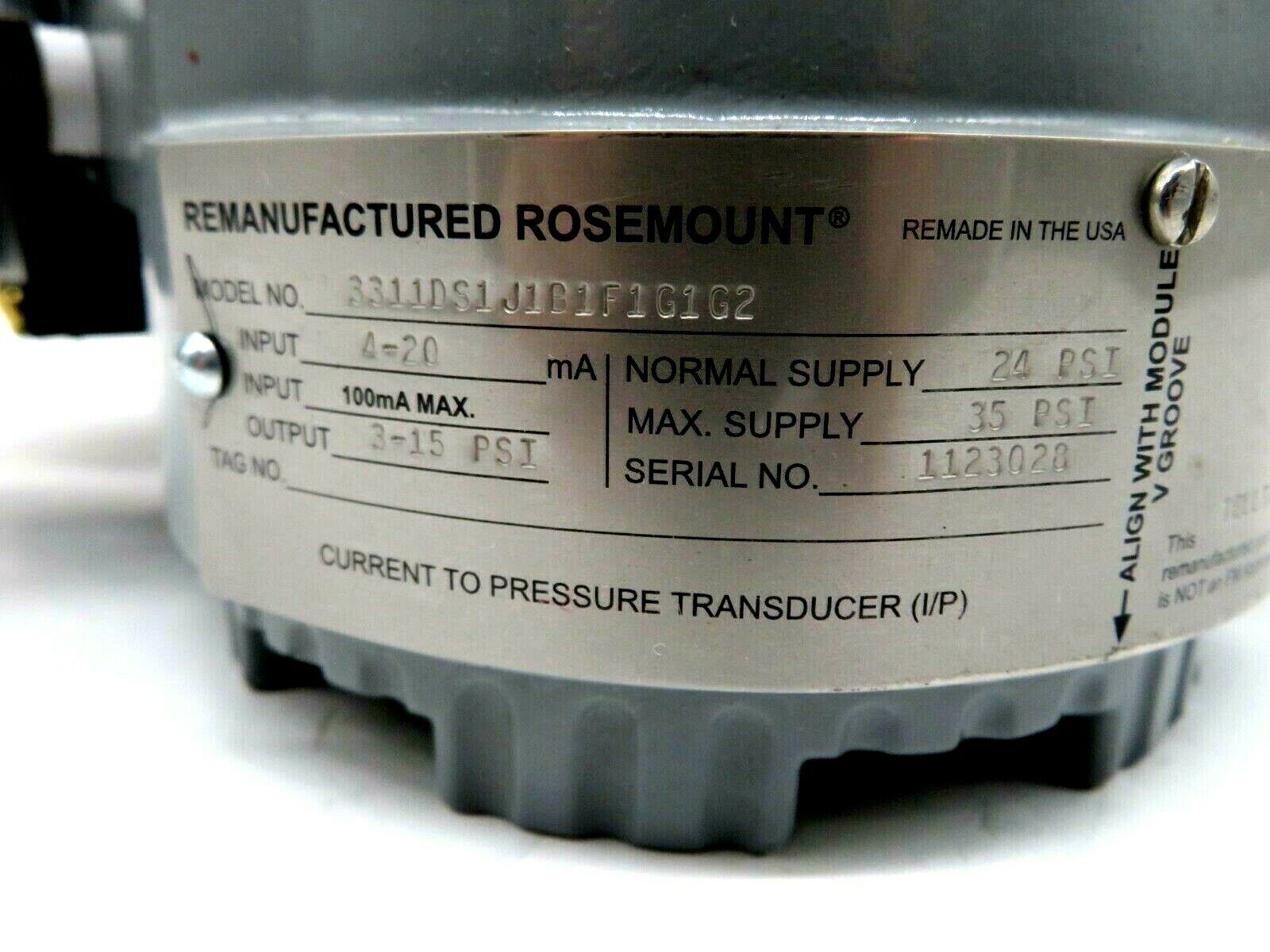 REPAIRED ROSEMOUNT 3311D-S1J1B1F1G1G2 PRESSURE TRANSDUCER ...