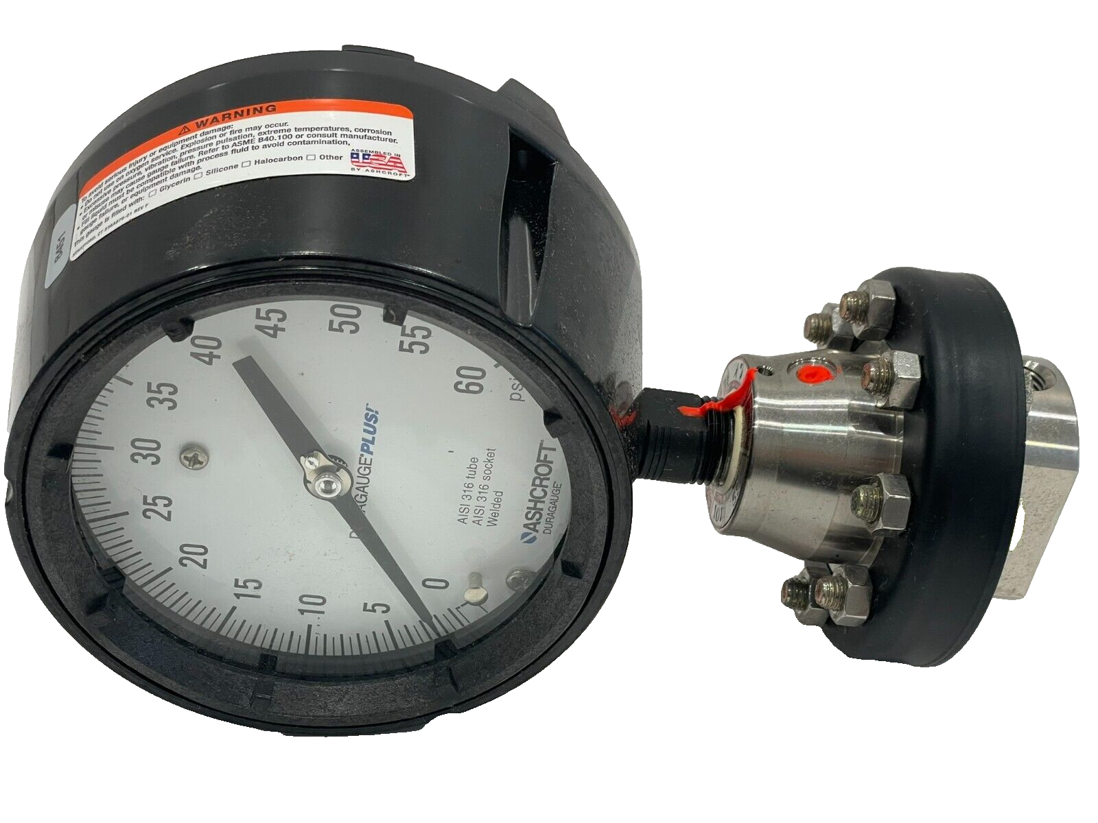 NEW ASHCROFT SABF27989 PRESSURE GAUGE WITH DIAPHRAGM 316L 0-60 PSI - SB ...