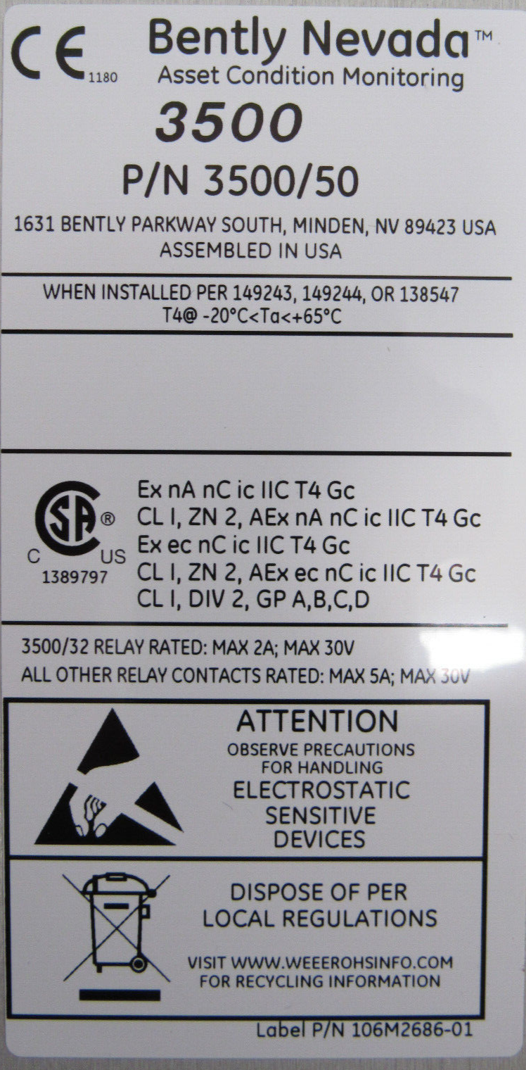 NEW BENTLY NEVADA 3500/50M TACHOMETER MODULE 286566-02P 138708-01 - SB ...