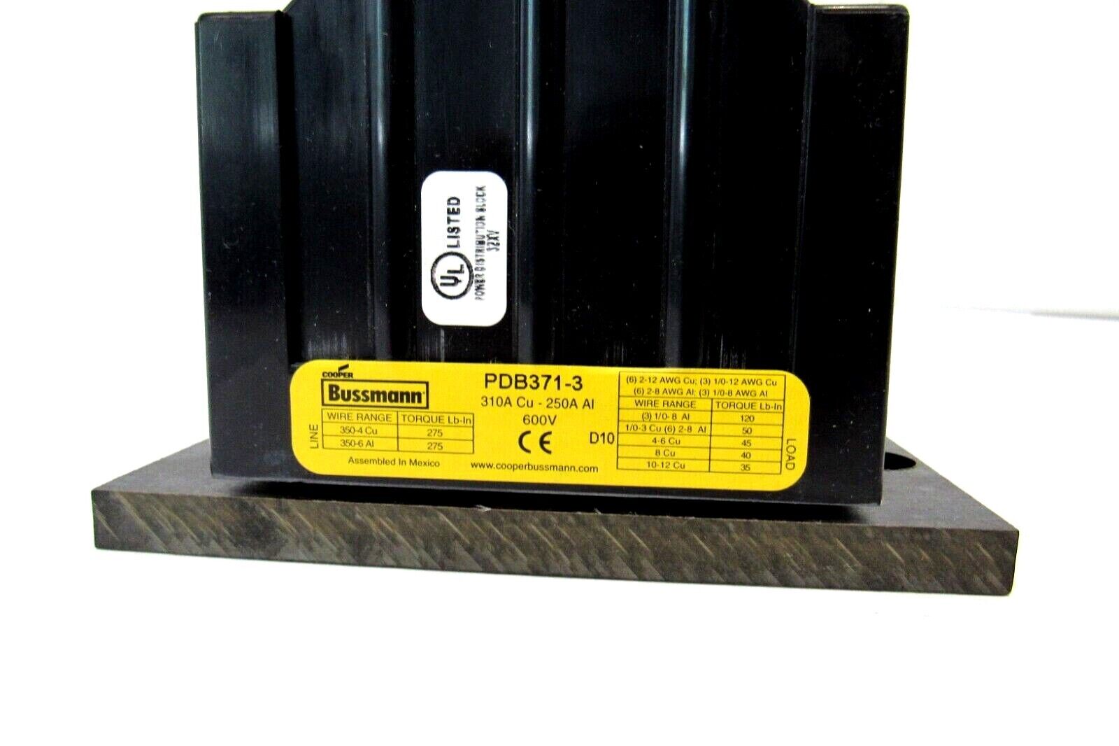 NEW BUSSMANN PDB371-3 DISTRIBUTION BLOCK PDB3713 - SB Industrial Supply ...