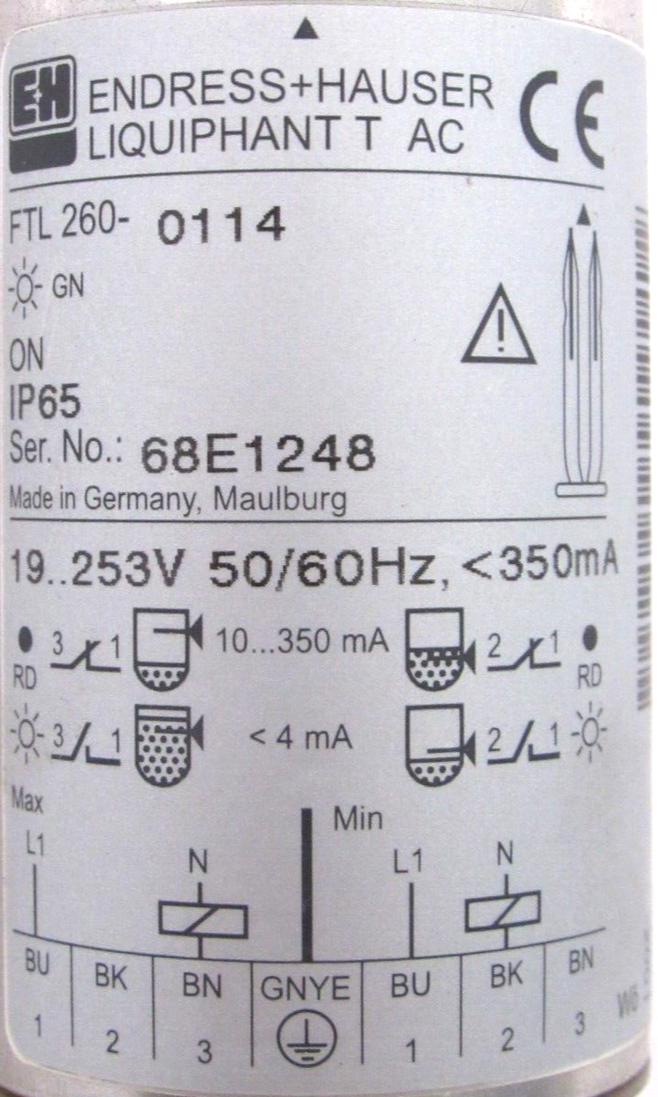 NEW ENDRESS + HAUSER FTL260-0114 VIBRATION LIMIT SWITCH FOR LIQUIDS ...