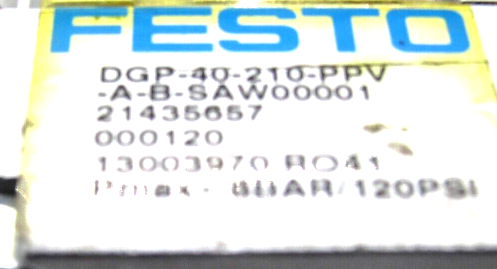 NEW FESTO DGP-40-210-PPV-A-B-SAW00001 LINEAR ACTUATOR DGP40210PPVAB ...
