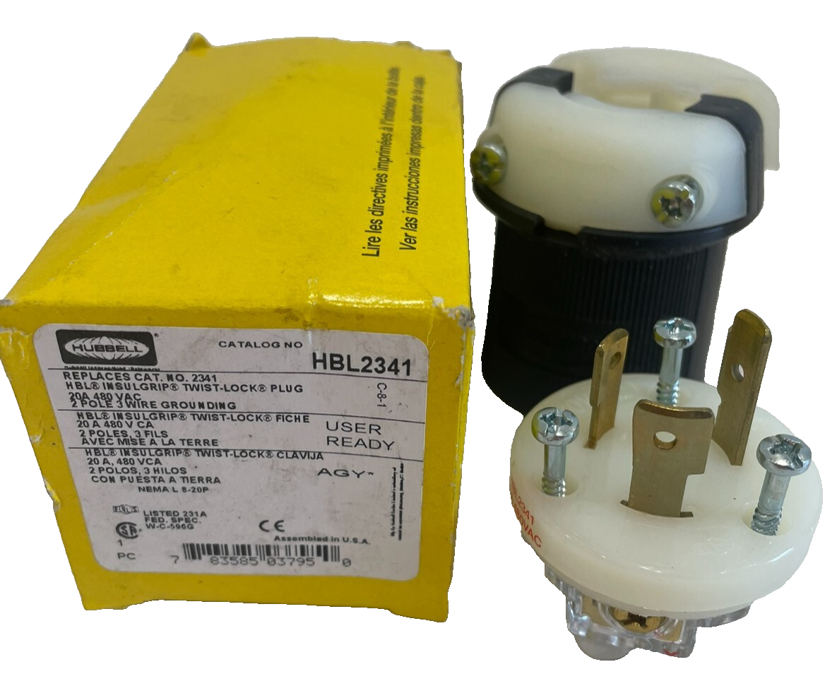 NEW HUBBELL HBL2341 TWIST LOCK PLUG 2P 20AMP 480VAC LOT OF 11 - SB ...