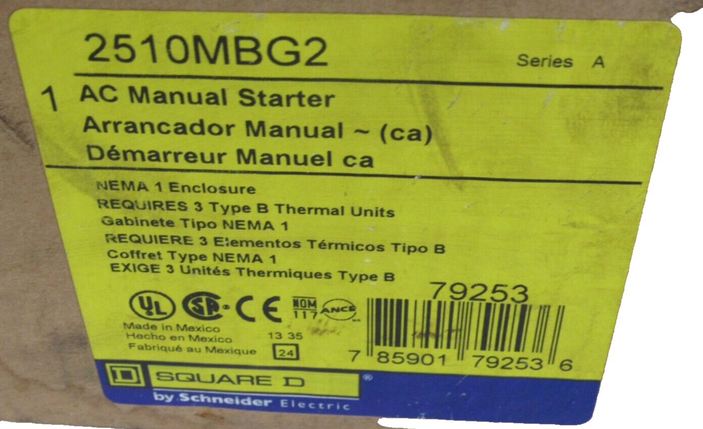 NEW SQUARE D 2510MBG2 AC MANUAL STARTER SER.A - SB Industrial Supply, Inc.