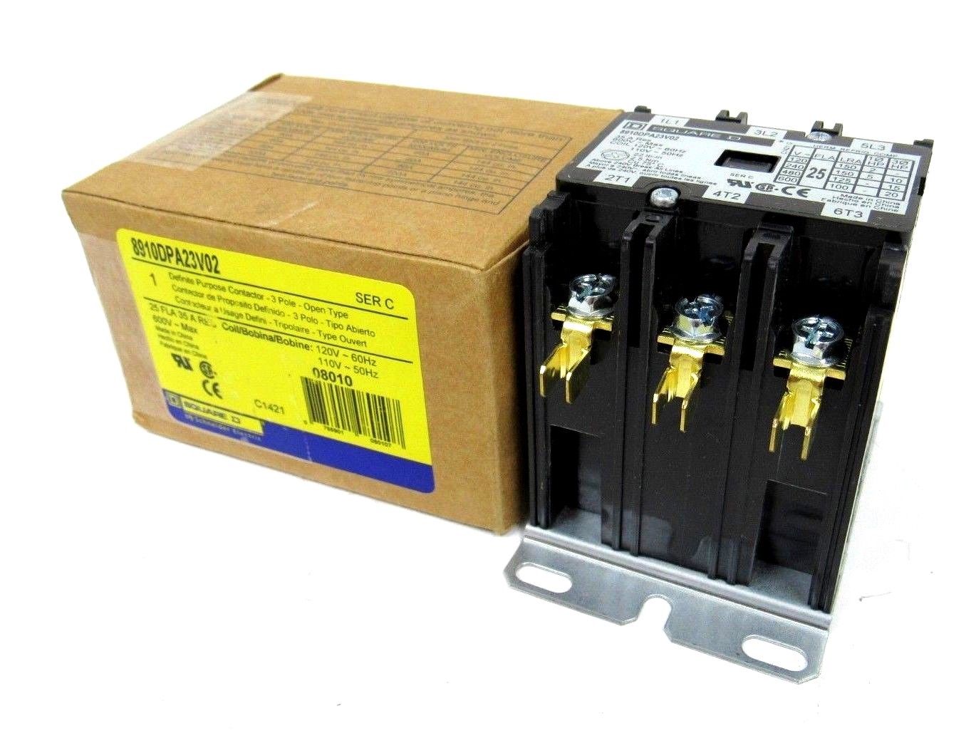 NEW SQUARE D 8910DPA23V02 CONTACTOR 600V 110V-120V COIL SER C - SB ...