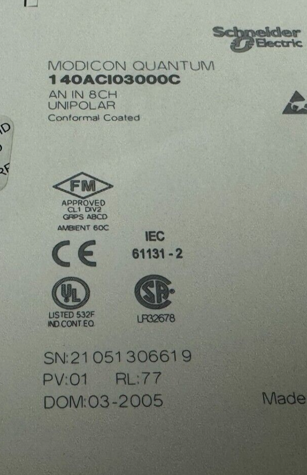 USED SCHNEIDER / MODICON 140ACI03000C ANALOG CONFORMALLY COATED ...