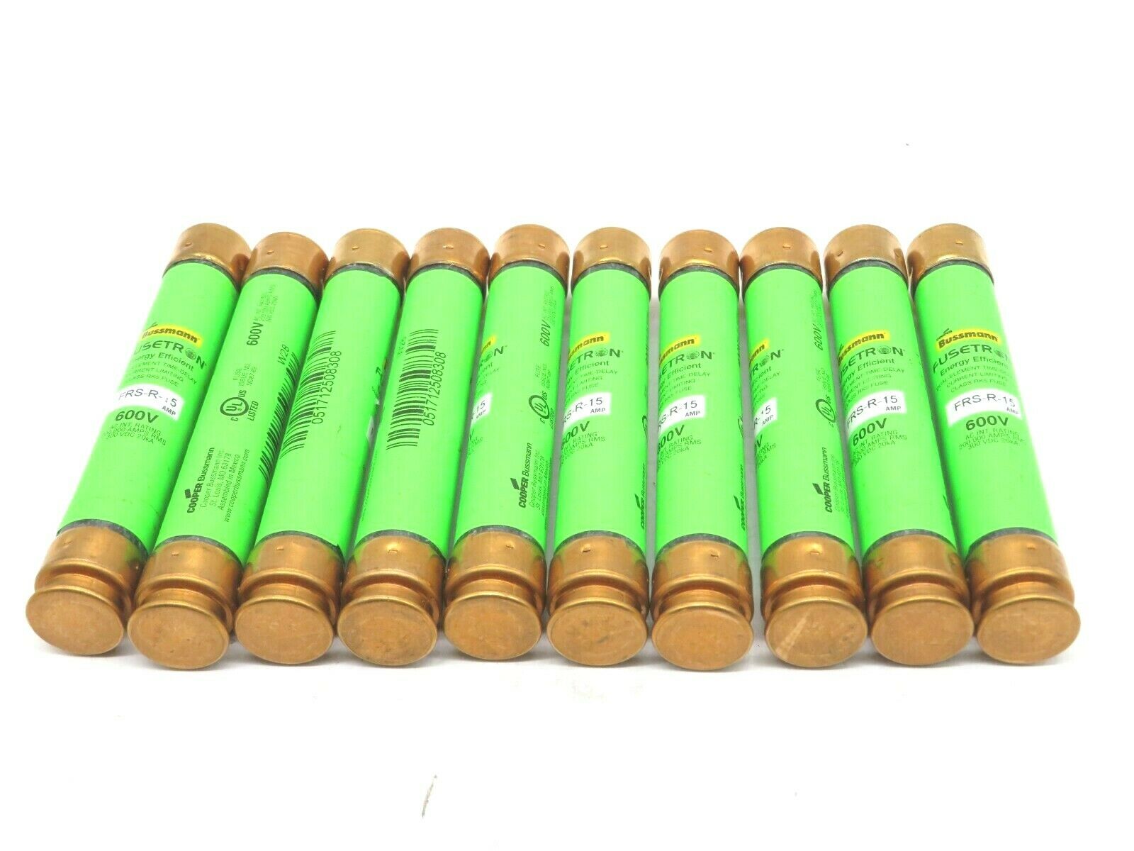 10 NEW BUSSMANN FRS-R-15 FUSES 15AMP 600 V CLASS RK5 FRSR15 - SB ...