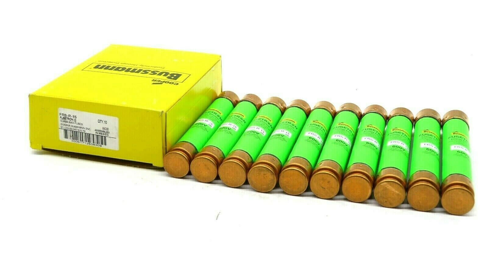 10 NEW BUSSMANN FRS-R-15 FUSES 15AMP 600 V CLASS RK5 FRSR15 - SB ...