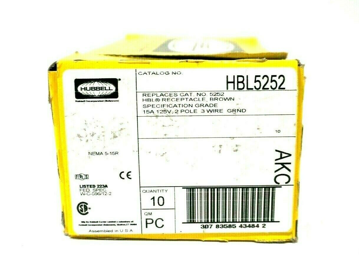 10 NEW HUBBELL HBL5252 RECEPTACLES - SB Industrial Supply, Inc.