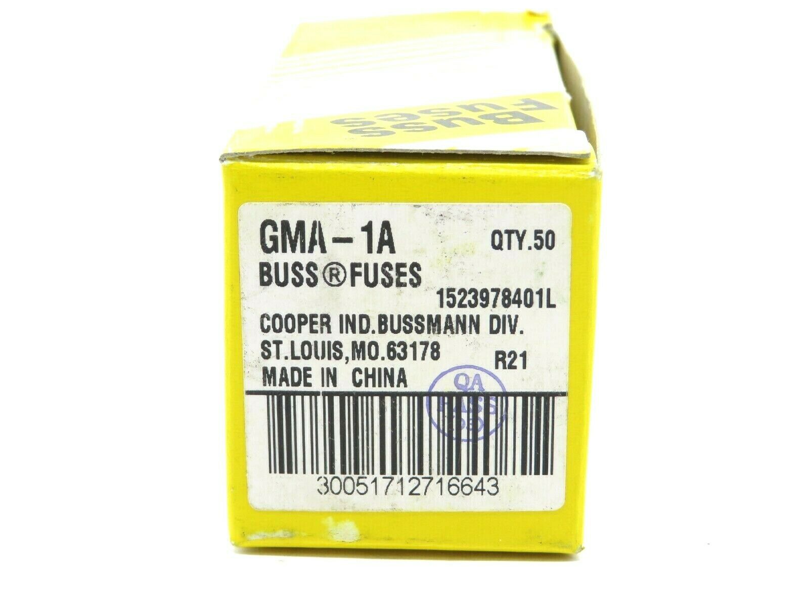 1700 NEW BUSSMANN GMA-1A FUSES GMA1A 34 BOXES OF 50 - SB Industrial ...