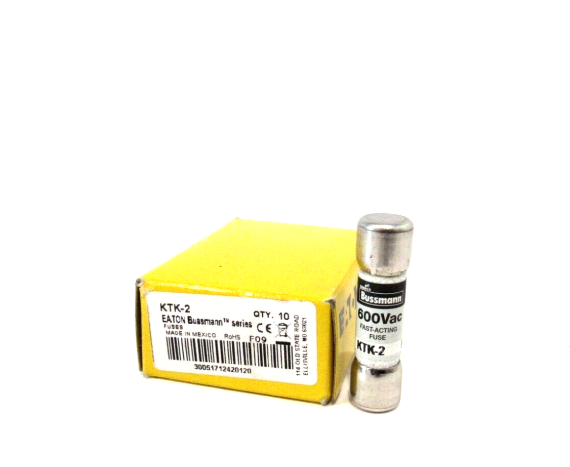 BOX OF 10 NEW BUSSMANN KTK-2 FUSES KTK2 - SB Industrial Supply, Inc.