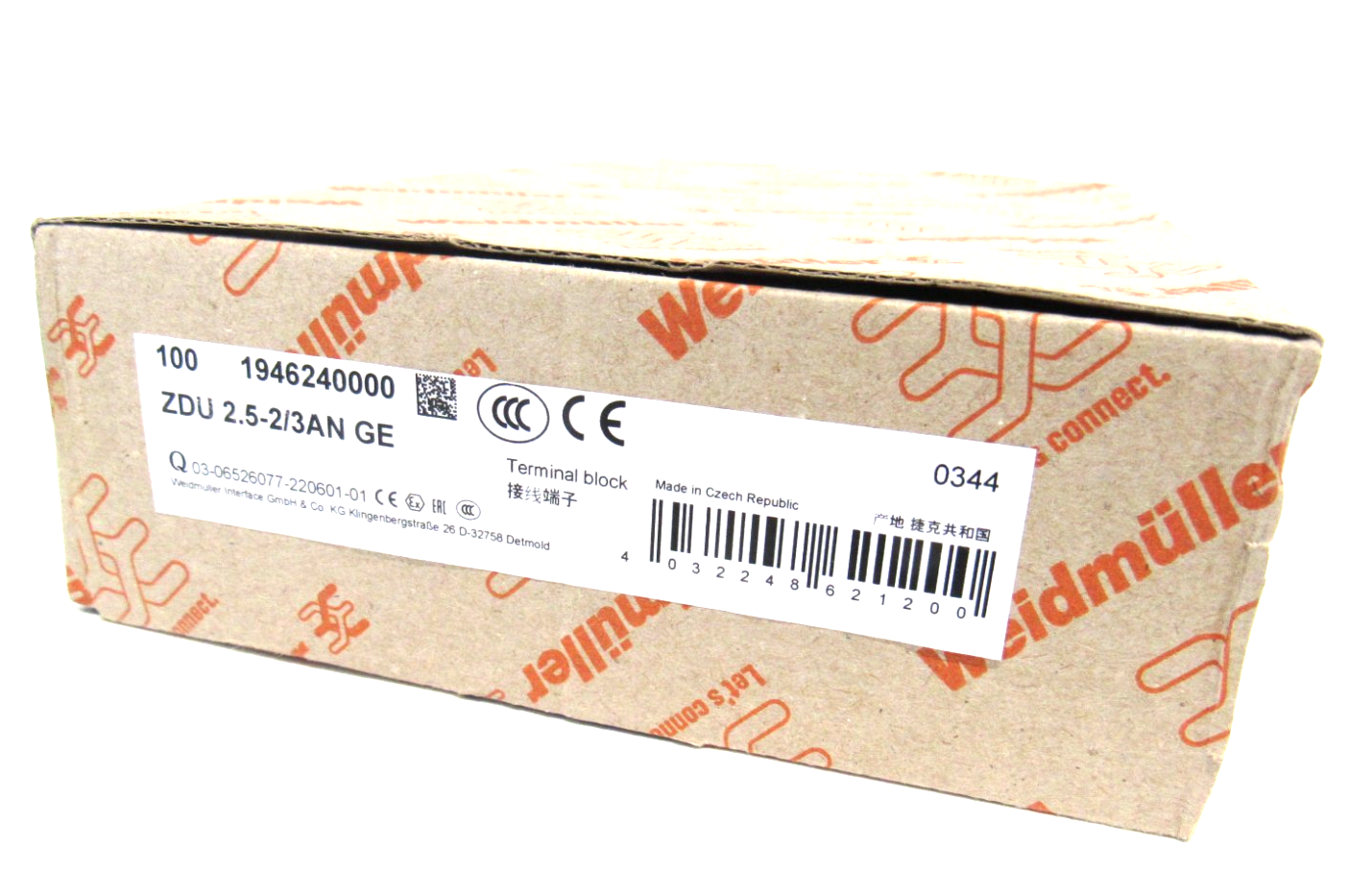 BOX OF 100 NEW WEIDMULLER ZDU 2.5-2/3AN GE TERMINAL BLOCKS 1946240000 ...