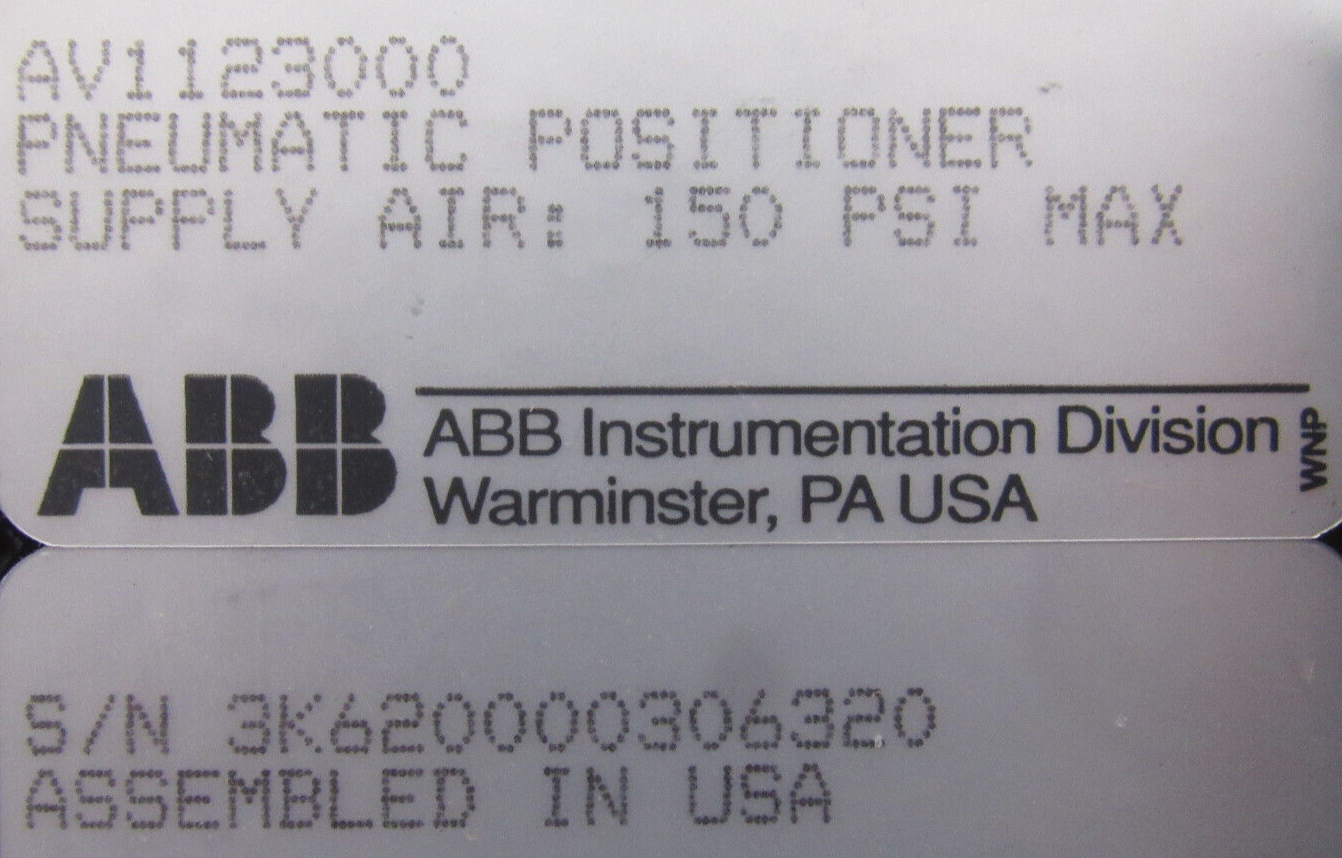 NEW ABB AV1123000 PNEUMATIC POSITIONER - SB Industrial Supply, Inc.