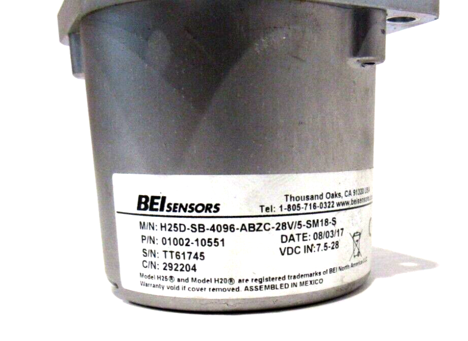 NEW BEI SENSORS H25D-SB-4096-ABZC-28V/5-SM18-S ENCODER ...