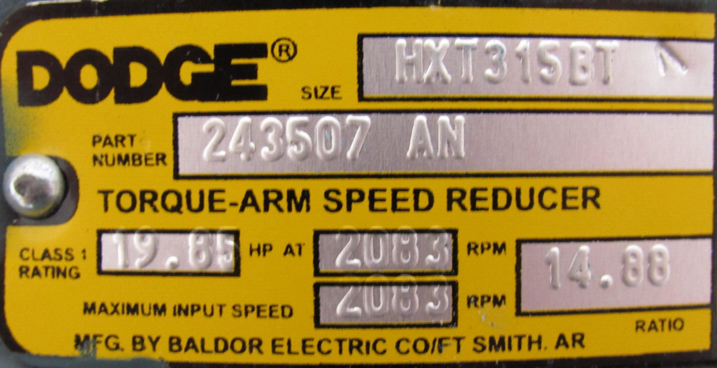 NEW DODGE 243507 REDUCER TXT3B HXT315BT 14.88:1 - SB Industrial Supply ...