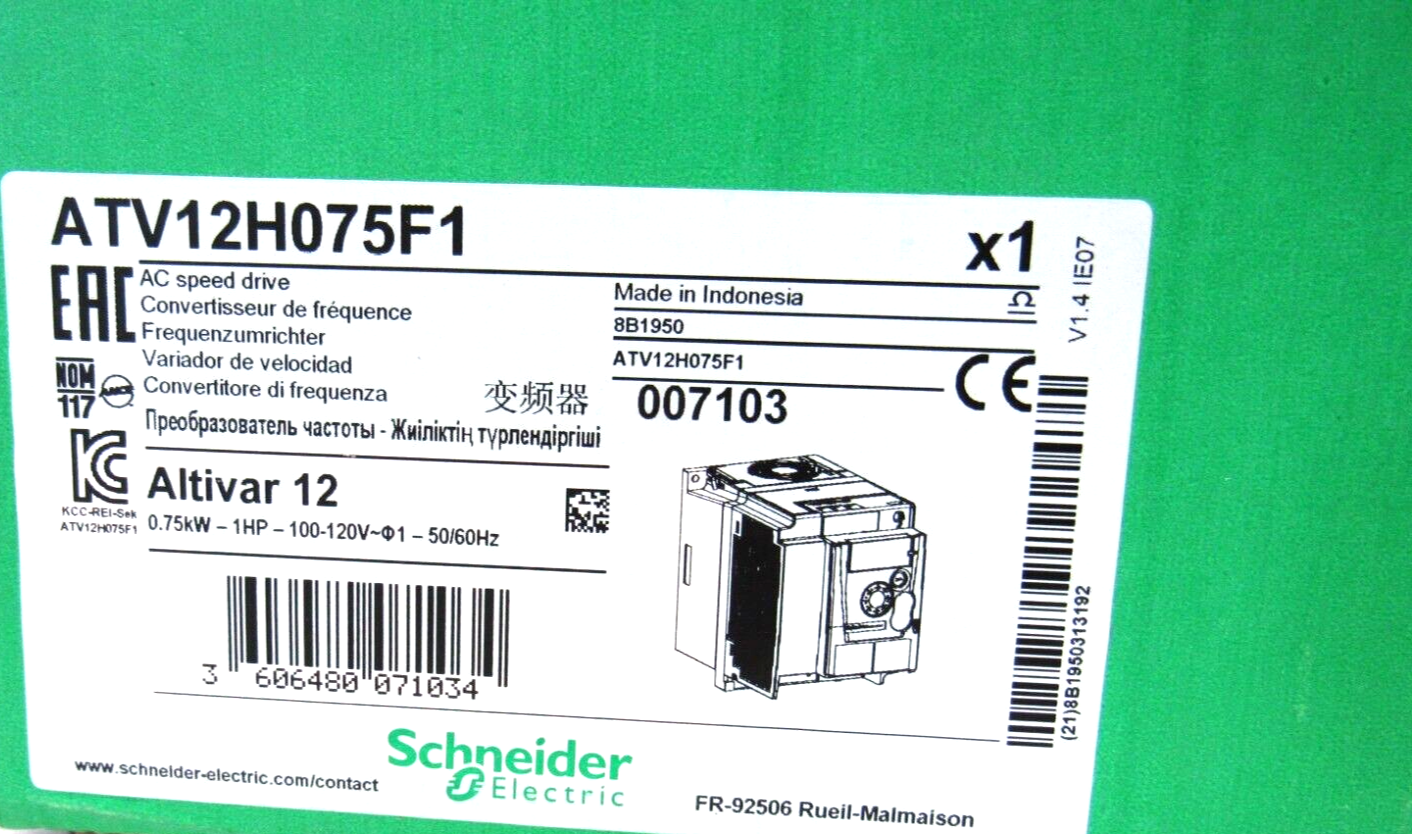 NEW SCHNEIDER ELECTRIC ATV12H075F1 VARIABLE SPEED DRIVE - SB Industrial ...