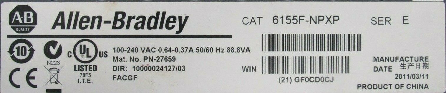NEW ALLEN BRADLEY 6155F-NPXP COMPUTER SERIES E 27659 6155FNPXP - SB ...