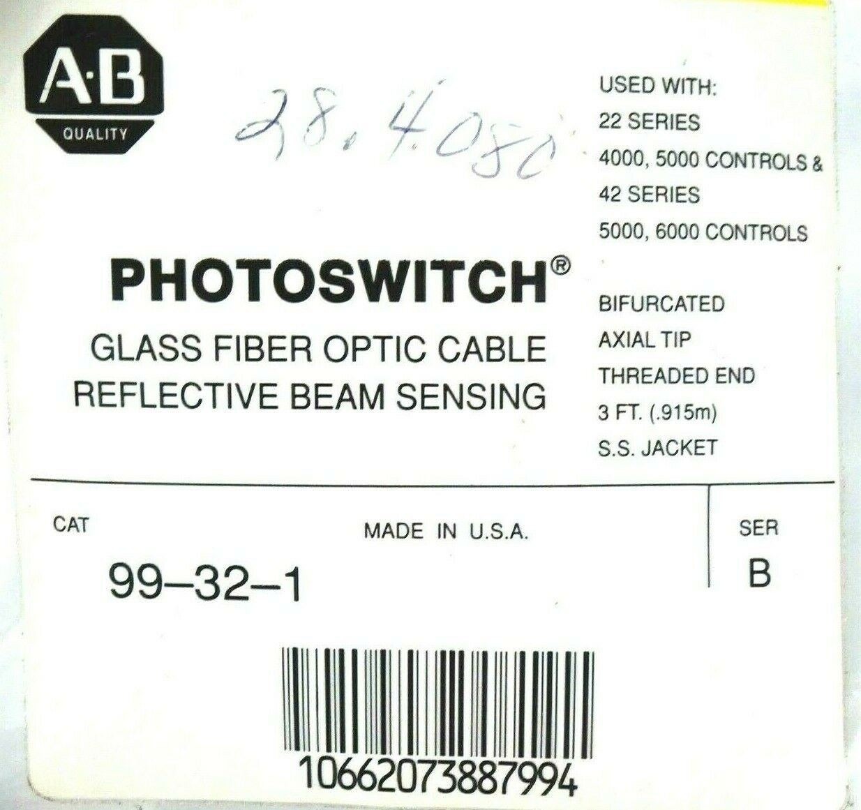 NEW ALLEN BRADLEY 99-32-1 FIBER OPTIC CABLE SER.B 99321 - SB Industrial ...