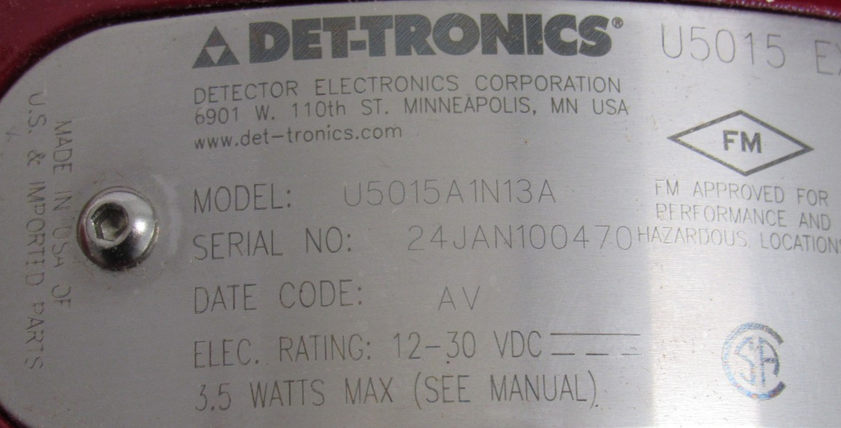 NEW DET-TRONICS U5015A1N13A SMOKE DETECTOR 012500-201 - SB Industrial ...