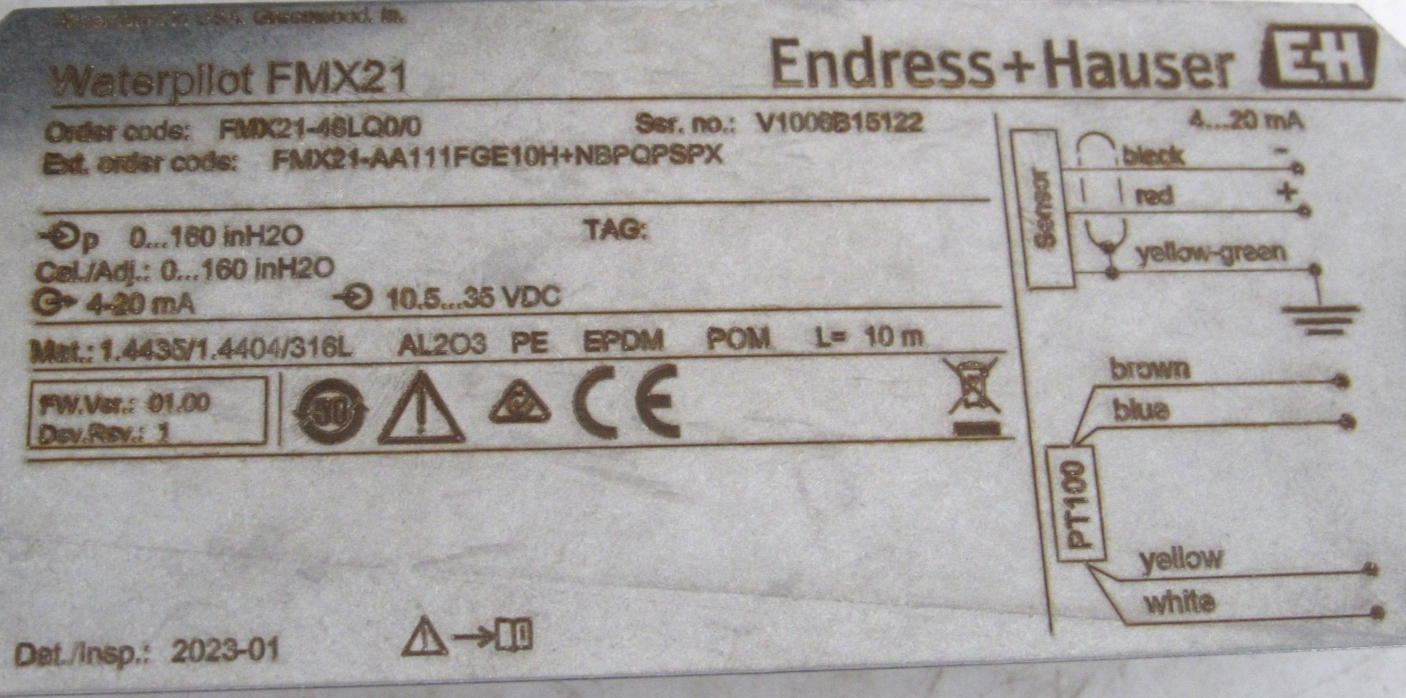 NEW ENDRESS HAUSER FMX21 WATERPILOT HYDROSTATIC LEVEL MEASUREMENT FMX21 ...