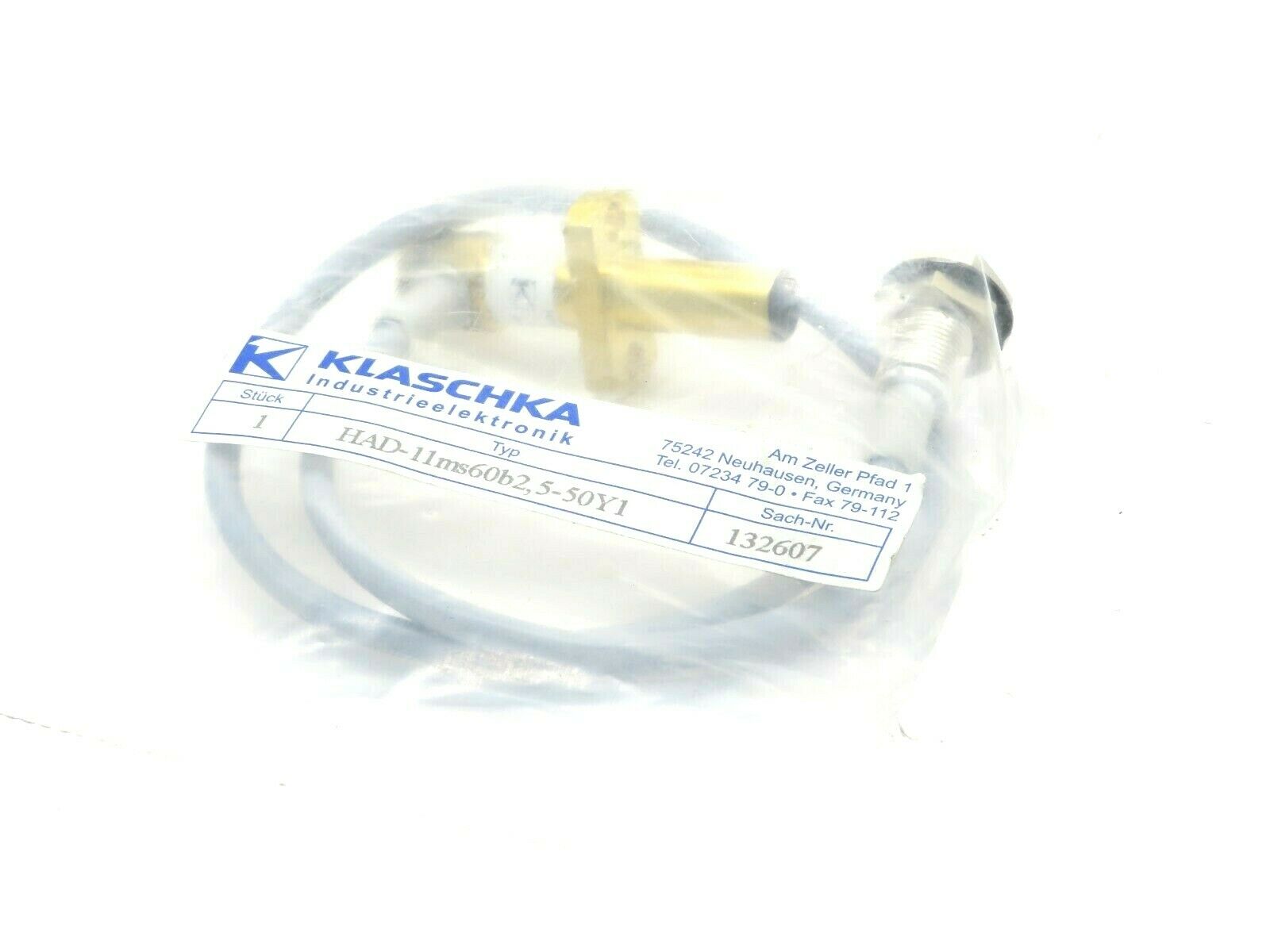 NEW KLASCHKA HAD-11MS60B2,5-50Y1 SENSOR HAD11MS60B2550Y - SB Industrial ...