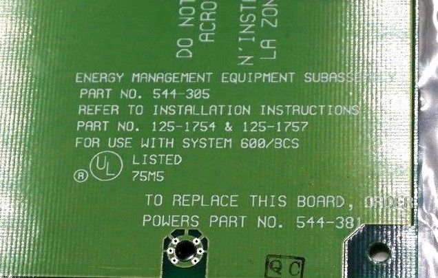 NEW SIEMENS 544-305 BACK PANEL FOR POWERS SYSTEM 600 CONTROL 544305 ...